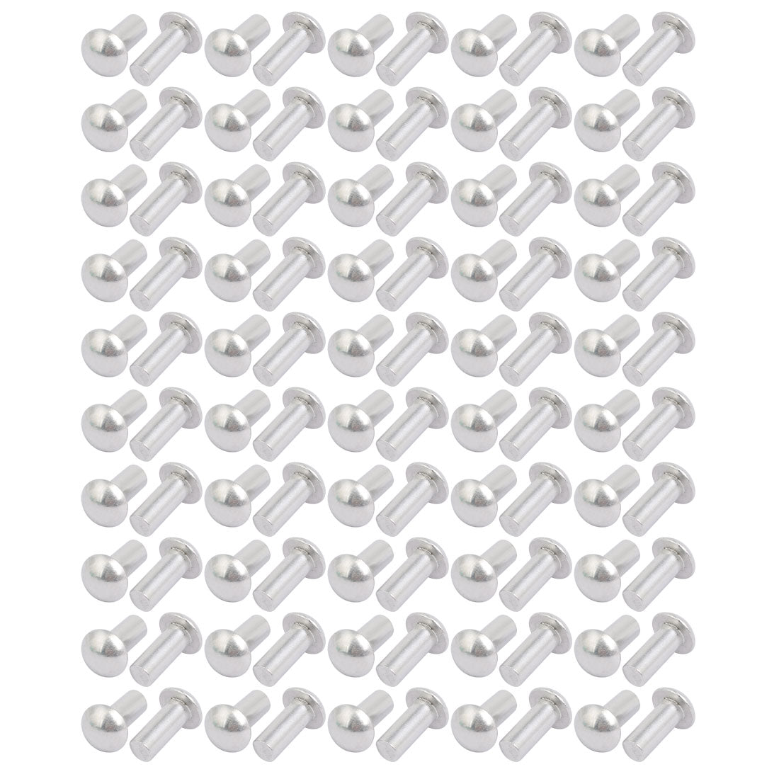 Uxcell 100pcs M5 x 12mm Aluminum Half Round Head Solid Rivet Fastener ...