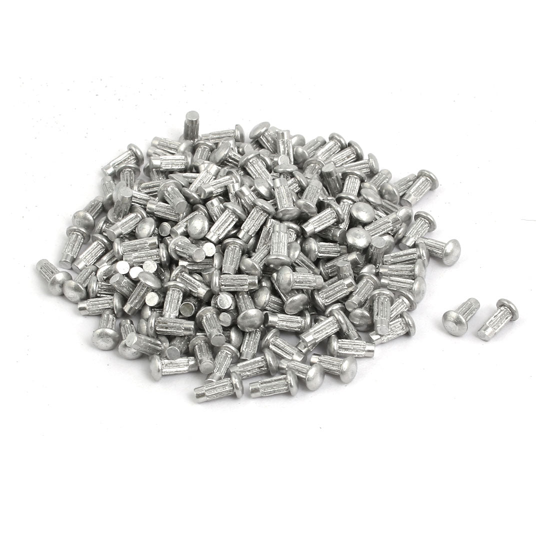 Uxcell 200pcs M2.5 x 6mm Knurled Shank Round Head Aluminum Solid Rivet ...