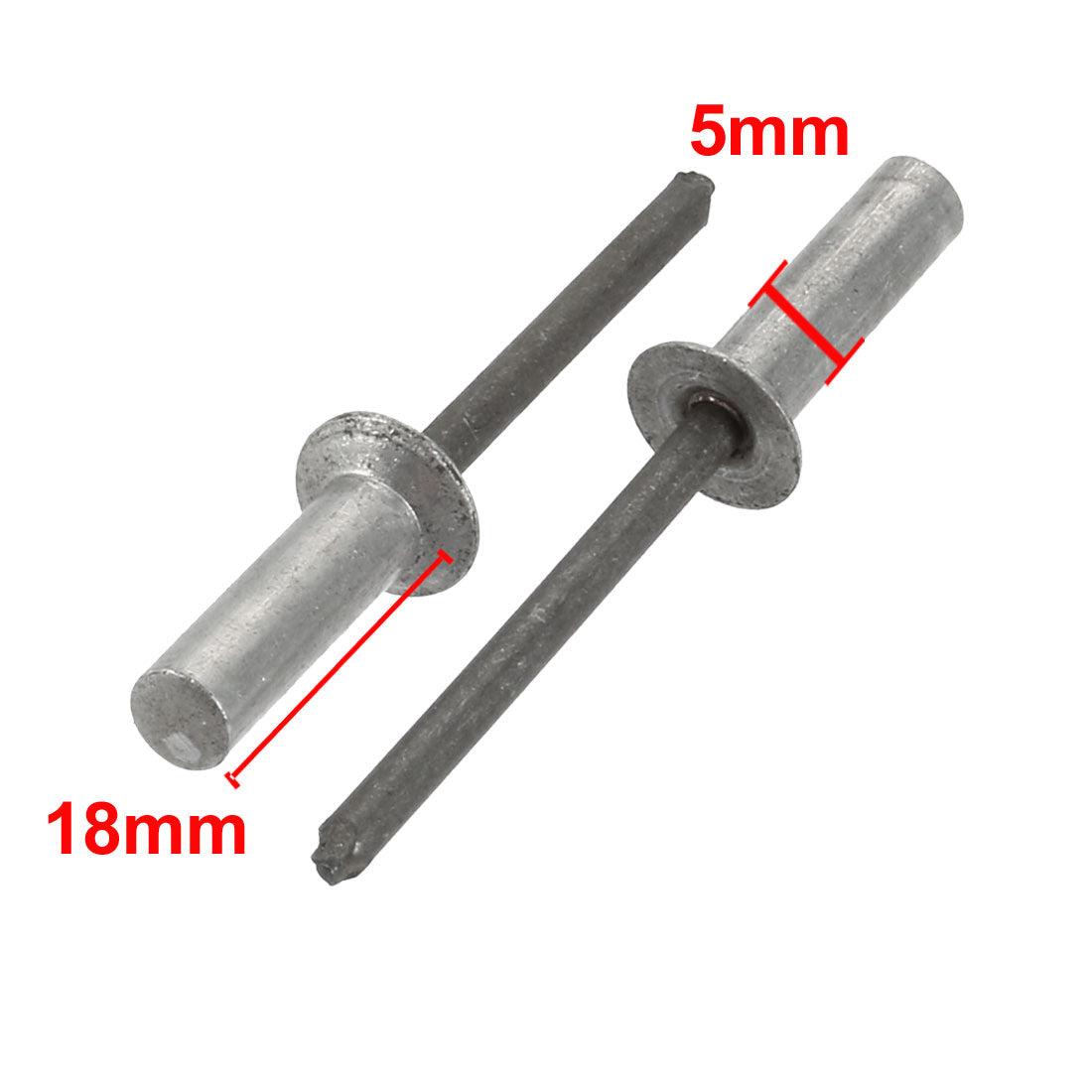 Uxcell 5mmx18mm Aluminum Countersunk Head Closed End Blind Rivets ...