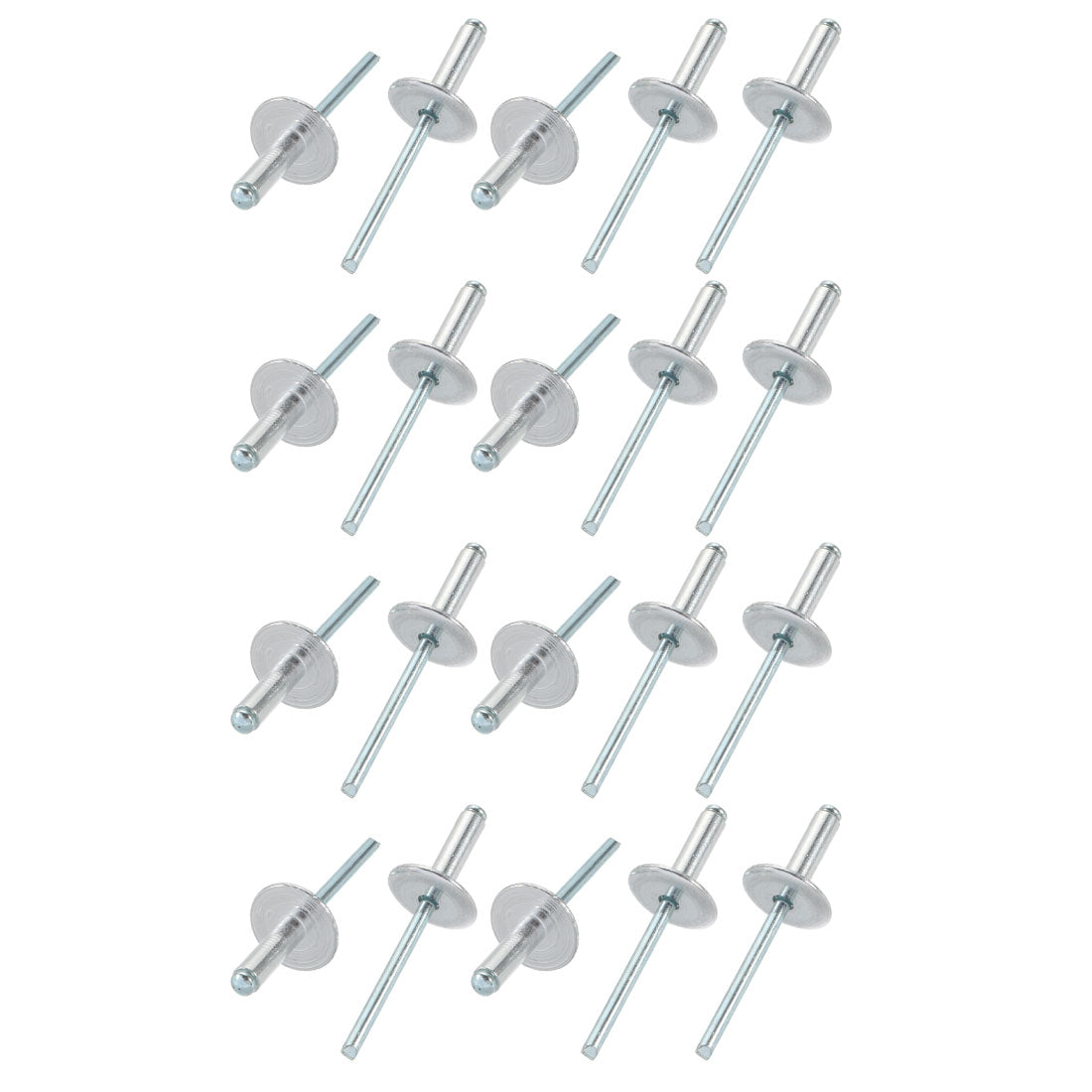 20 Pcs 5mm x 16mm Aluminum Open End Large Flange Blind Rivets | Harfington
