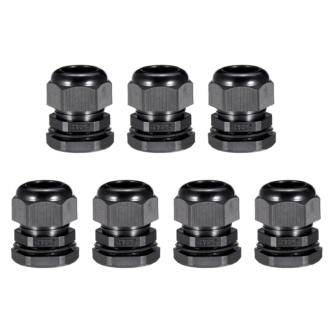 7Pcs PG25 Cable Gland Waterproof Plastic Joint Adjustable Locknut Black ...