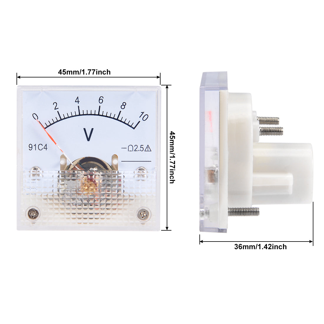 Uxcell DC 0-10V Analog Panel Voltage Gauge Volt Meter 91C4 2.5% Error ...
