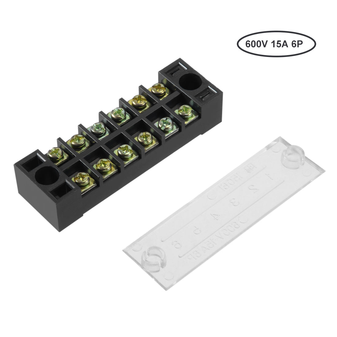 Uxcell 5 Pcs Dual Rows 6 Positions 600V 15A Cable Barrier Block Terminal Strip TB-1506L | Harfington