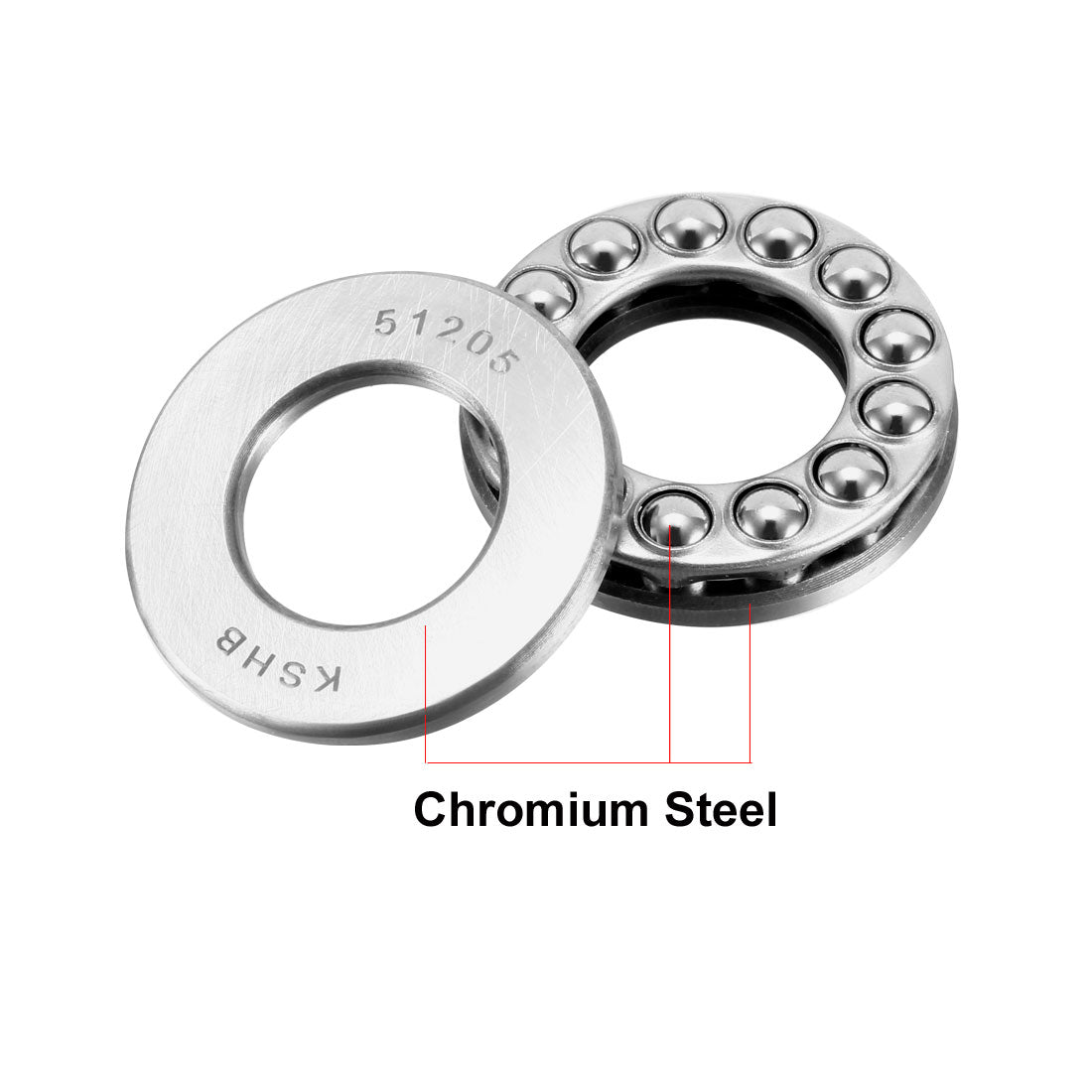 Uxcell 51205 Single Direction Thrust Ball Bearings 25mm x 47mm x 15mm ...