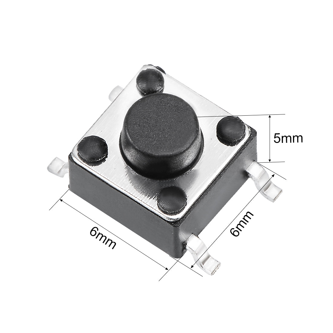 Uxcell 6x6x5mm Momentary Panel PCB Surface Mounted Devices SMT Mount 4 Pins Push Button SPST ...
