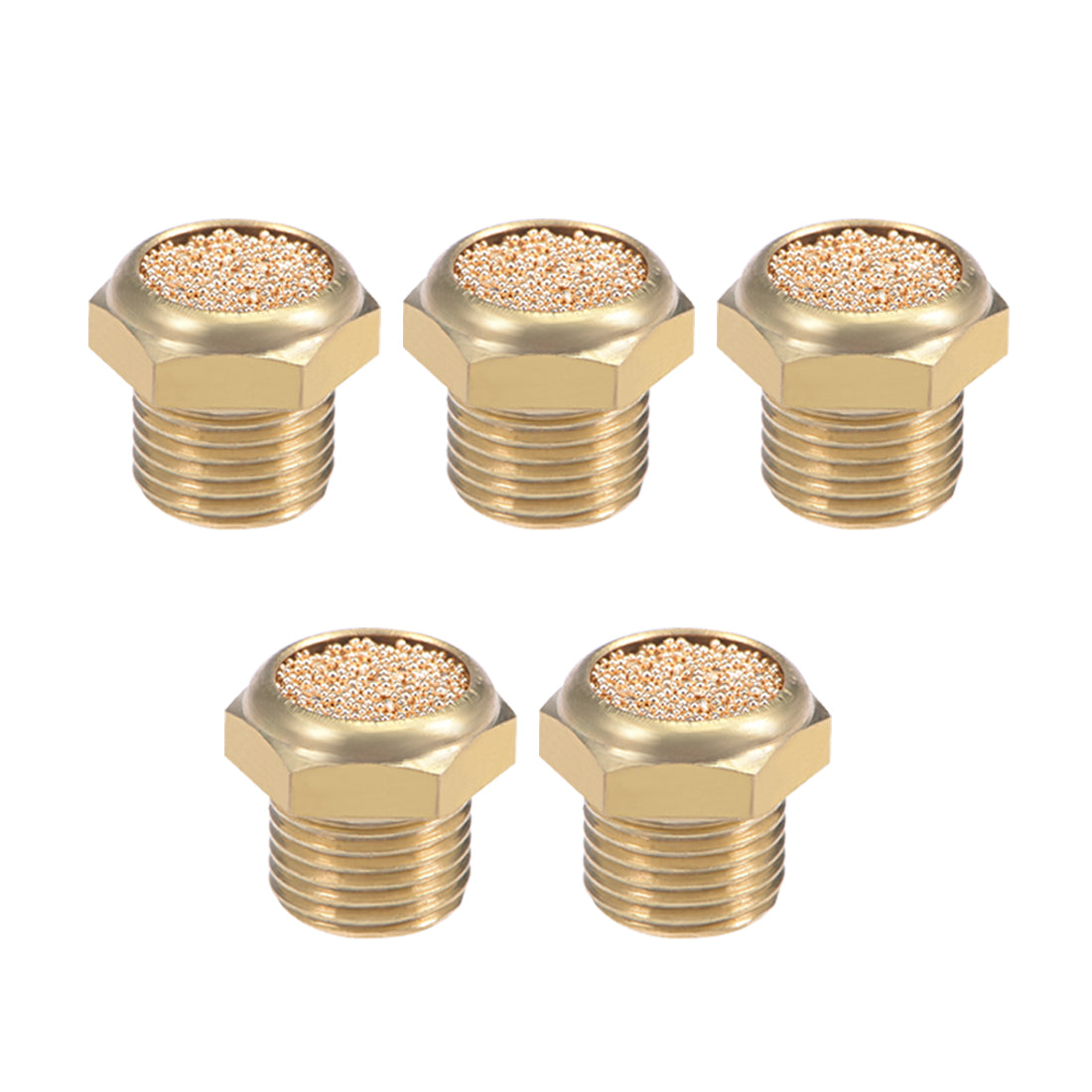Uxcell 1/8 PT Sintered Bronze Exhaust Muffler with Brass Body Flat 5pcs ...