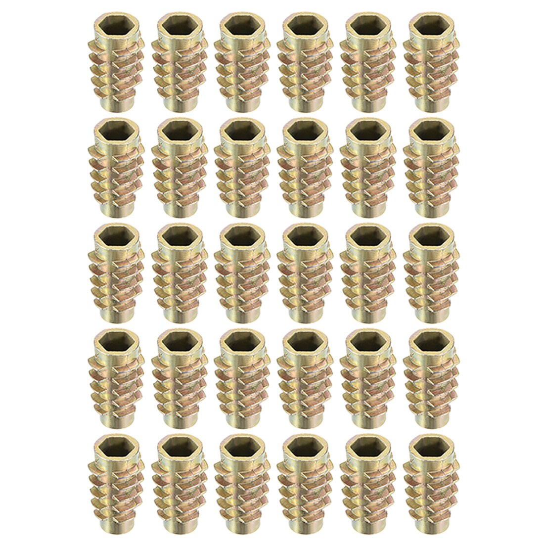 Uxcell Threaded Insert Nuts Zinc Alloy Hex-Flush M6 Internal Threads ...