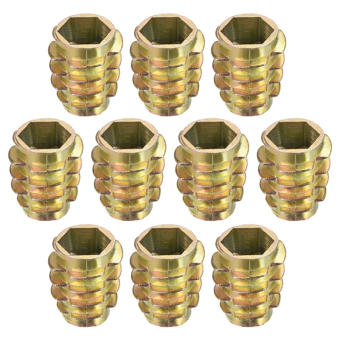 Uxcell Threaded Insert Nuts Zinc Alloy Hex-Flush M10 Internal Threads ...