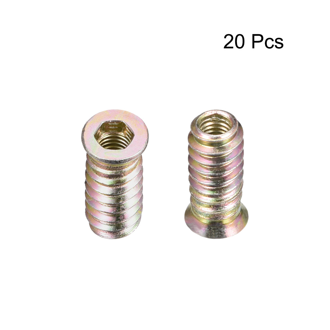 Uxcell Wood Furniture M6x25mm Threaded Insert Nuts Interface Hex Socket ...