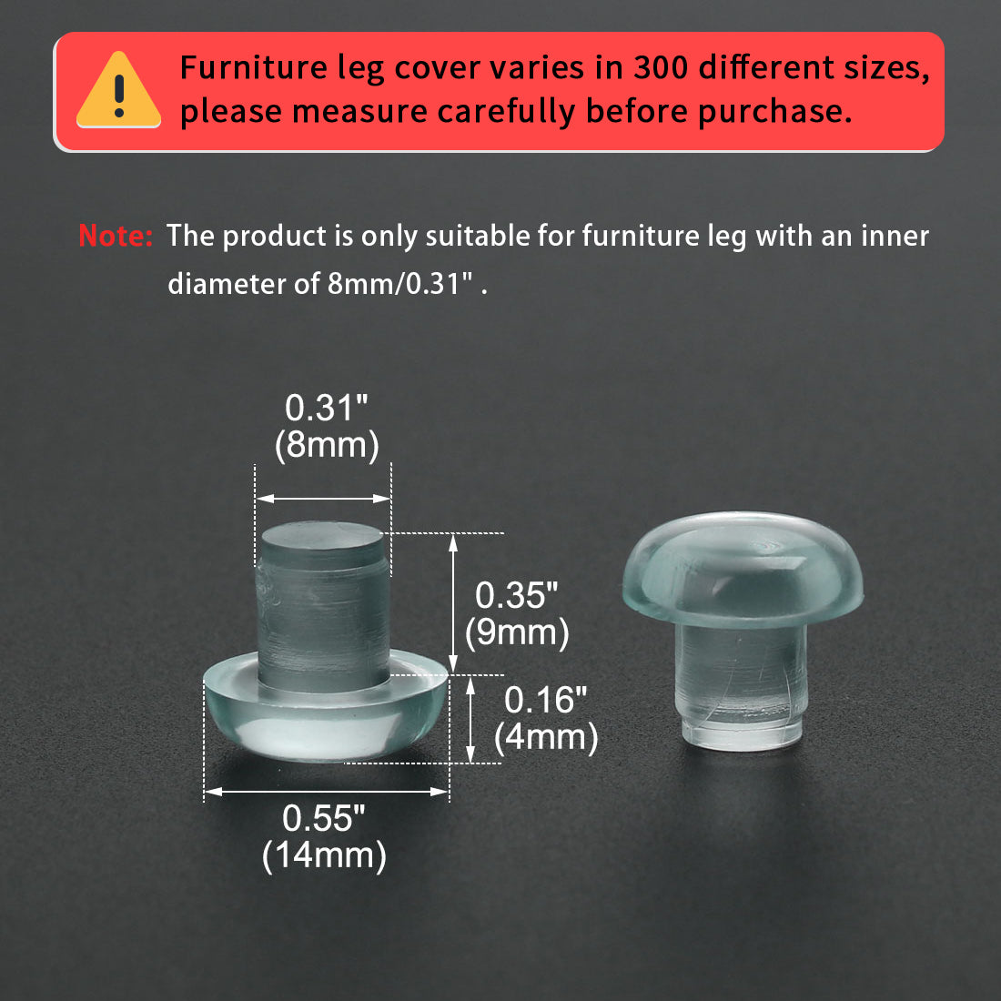 Uxcell 30pcs 8mm Clear Stem Bumpers Glide, Patio Outdoor Furniture ...