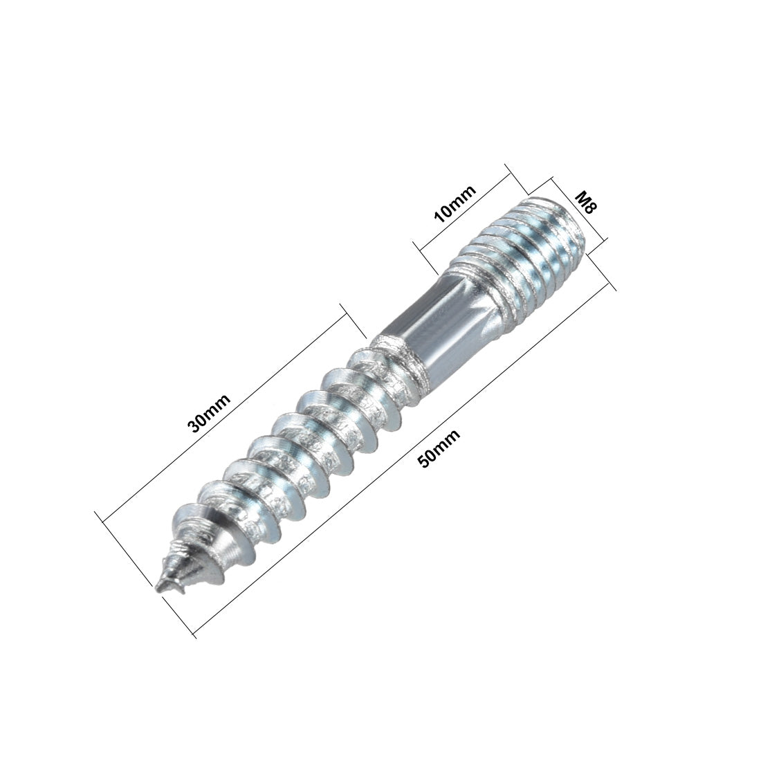 Uxcell 8Pcs M8x50mm Hanger Bolt Double Headed Bolt Self-Tapping Screw ...
