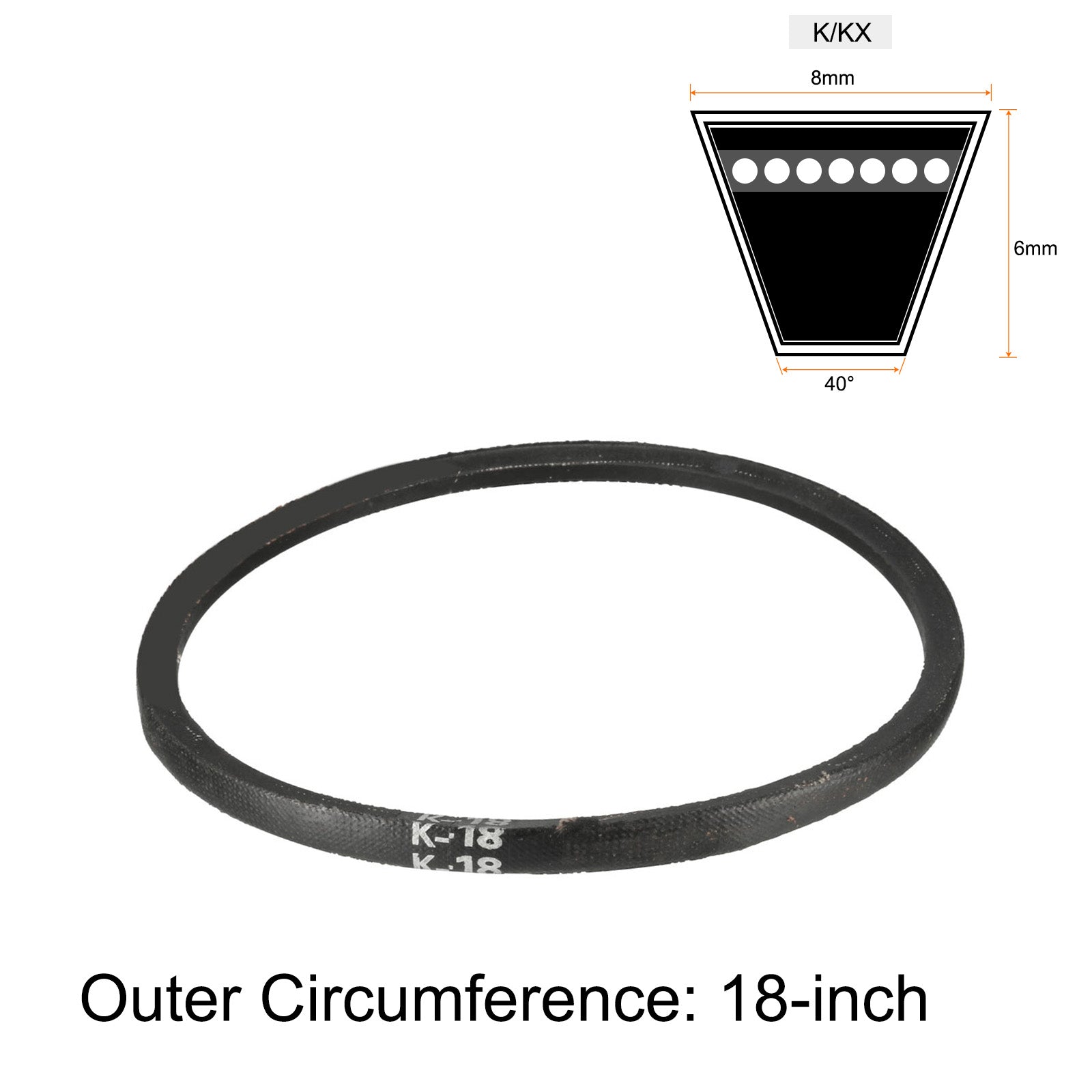 Uxcell K-18 V Belt Machine Transmission Rubber,Black Replacement Drive ...