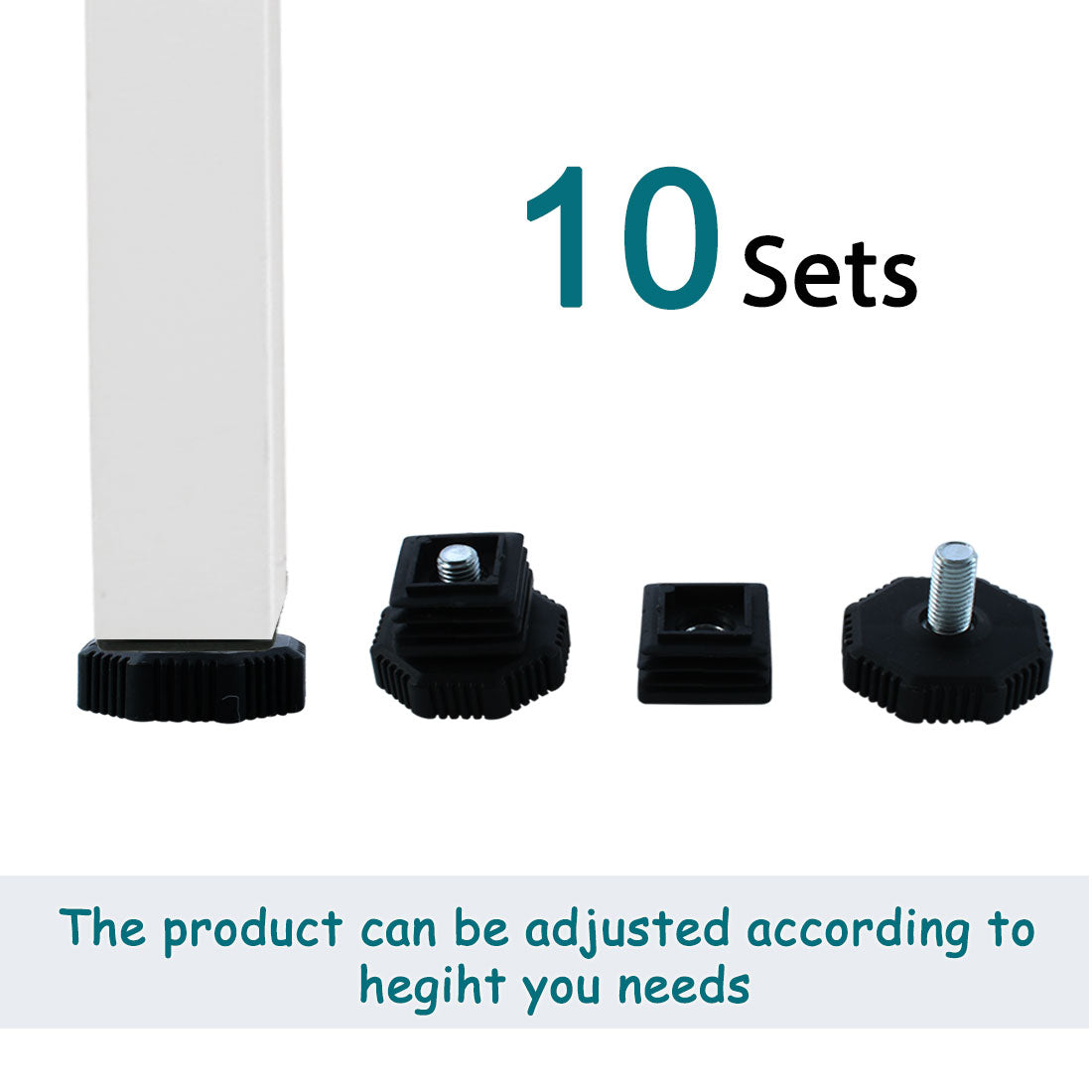 Uxcell Leveling Feet 25 x 25mm Square Tube Inserts Furniture Adjustable ...