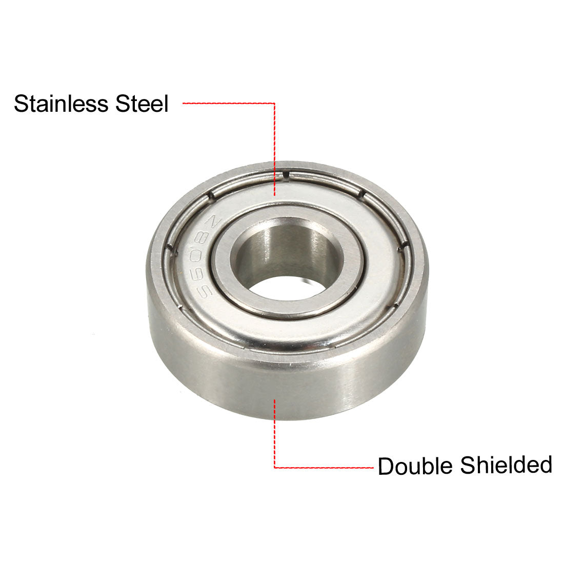 Uxcell S608ZZ Stainless Steel Ball Bearing 8x22x7mm Double Shielded ...