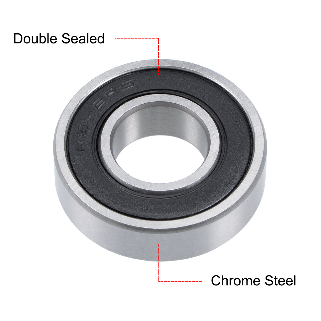 Uxcell R8-2RS Deep Groove Ball Bearing 1/2"x1-1/8"x5/16" Sealed Chrome ...