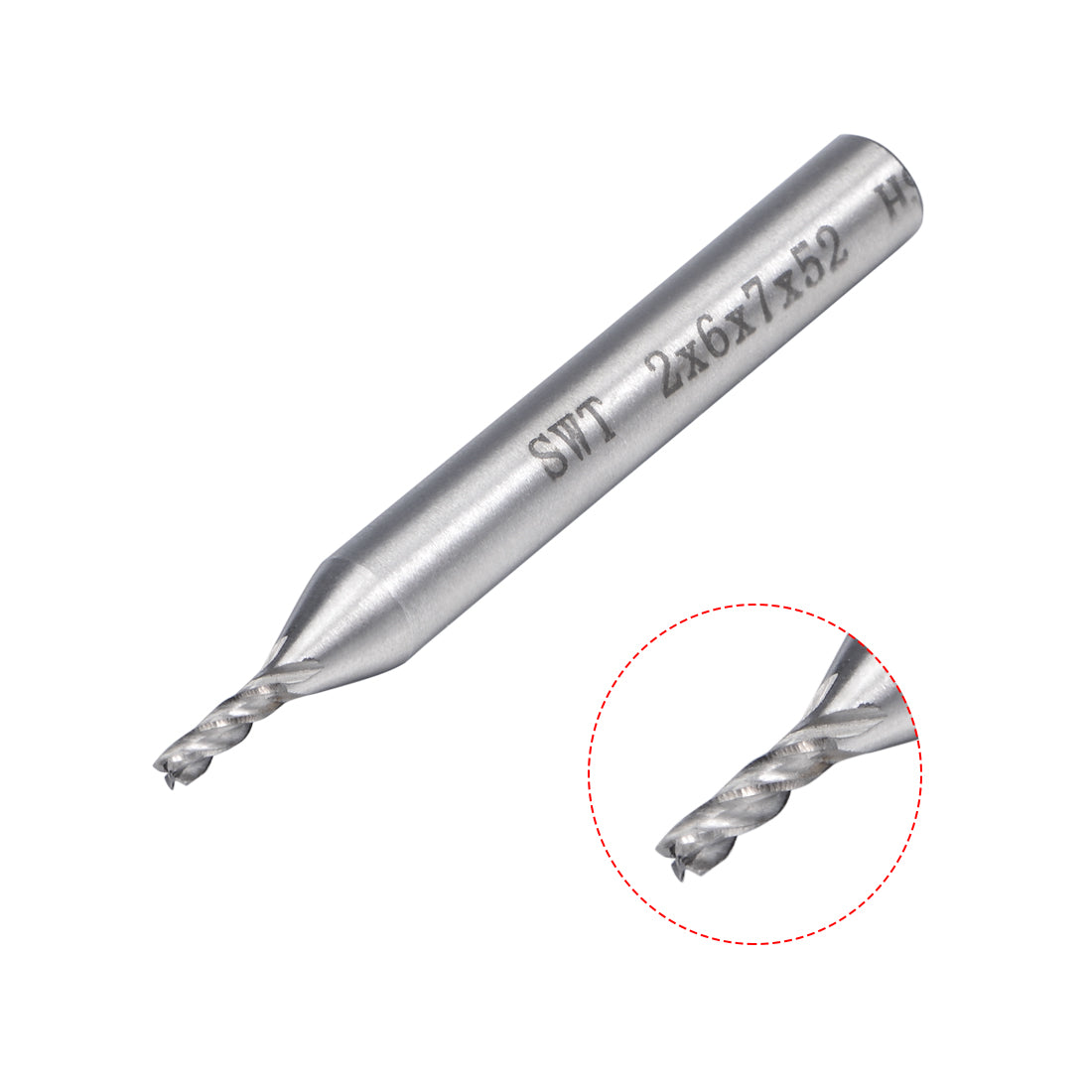 Uxcell 6mm Shank 2mm x 7mm Straight Flat Nose End Mill Cutter CNC ...