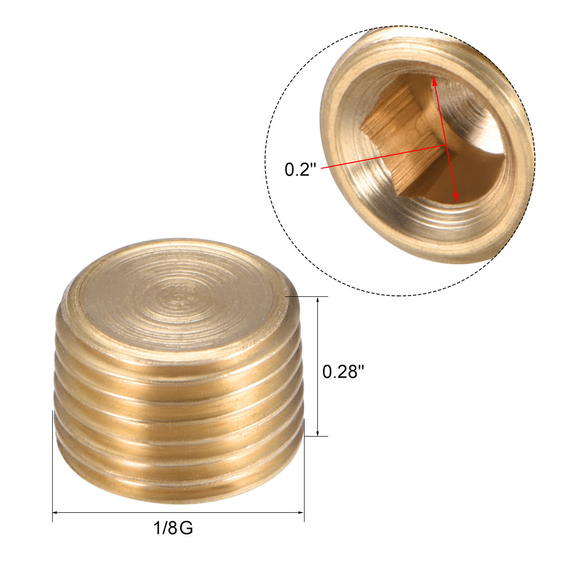 Uxcell Brass Pipe Fitting, Hex Counter Sunk Plug, Connector Coupling , 1/4 Inch G Male Pipe ...