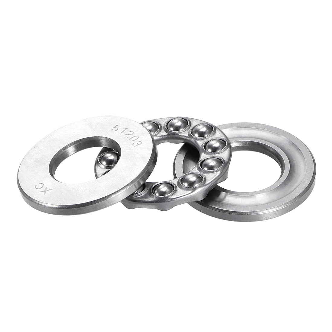 Uxcell 51203 Single Direction Thrust Ball Bearings Flat Seat Chromium ...