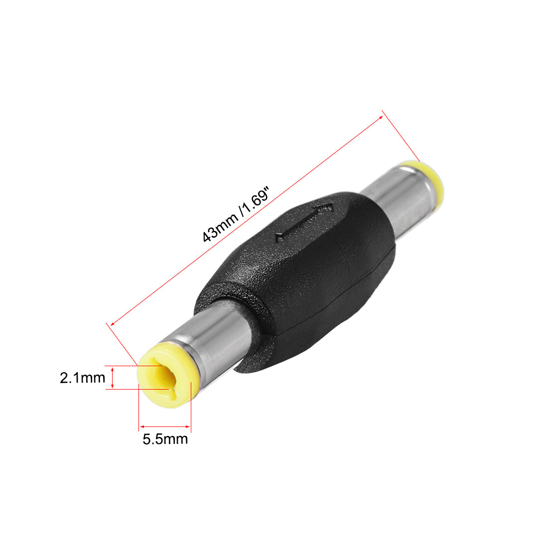 Uxcell DC Male to Male Coupler Connector 5.5mm x 2.1mm Power Cable Jack ...