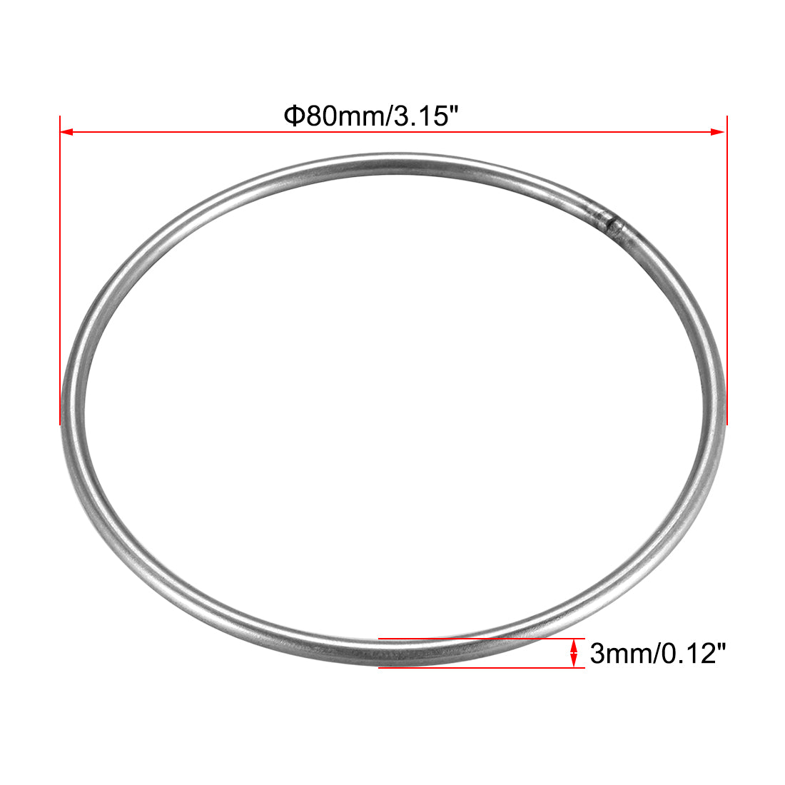 Uxcell Welded O Ring, 80 x 3mm Strapping Round Rings 201 Stainless ...