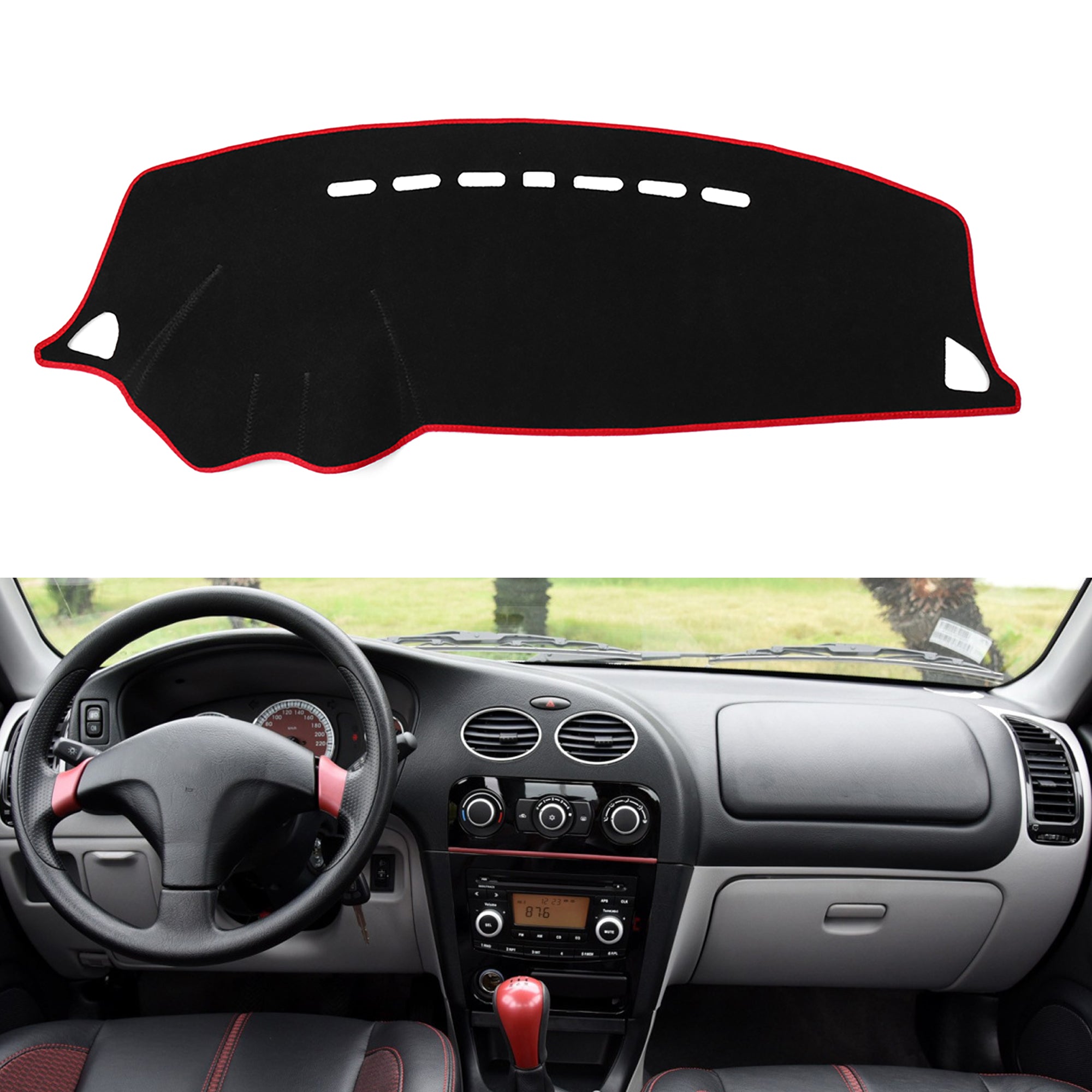 Car Dashboard Cover Nonslip Black Red Dash Cover Mat for Mitsubishi ...