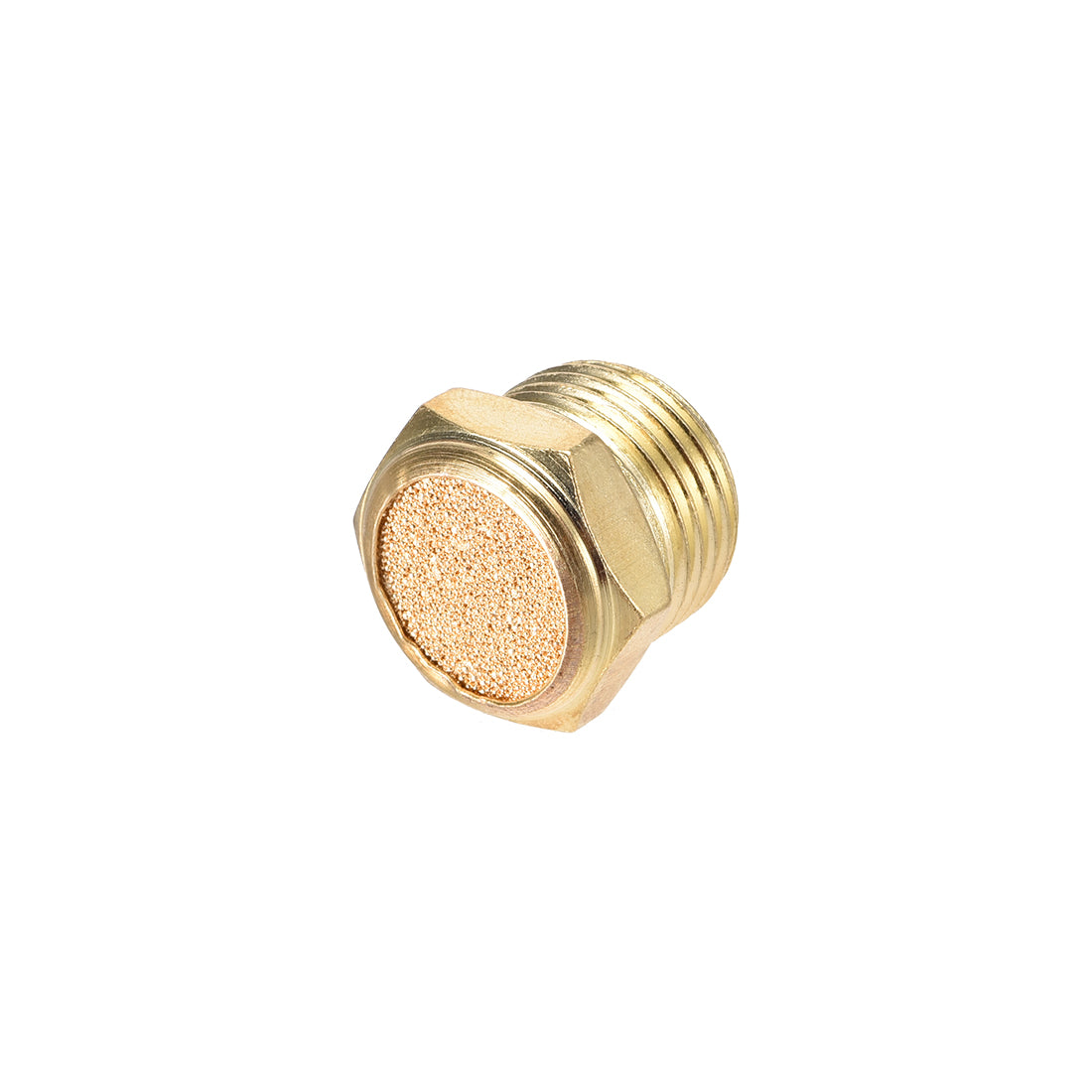 Uxcell Brass Exhaust Muffler, 3/8" PT Male Thread 18mm Hex Sintered Air ...