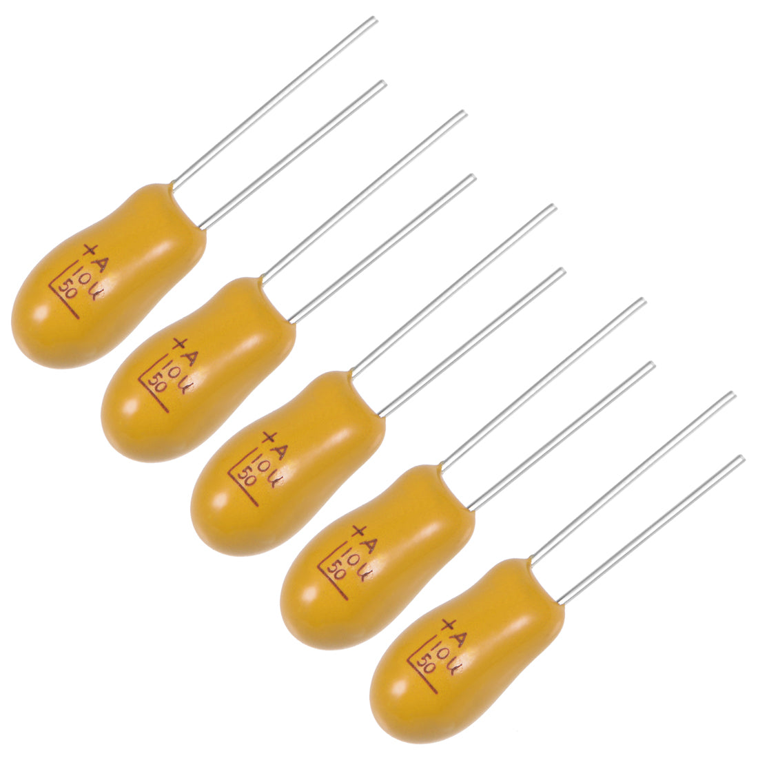 Uxcell 10uF Tantalum Capacitor, 50V 2 Pin Yellow Radial Dipped Tantalum ...