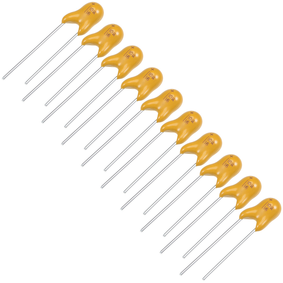 Uxcell 10uF Tantalum Capacitor, 16V 2 Pin Yellow Radial Dipped Tantalum ...