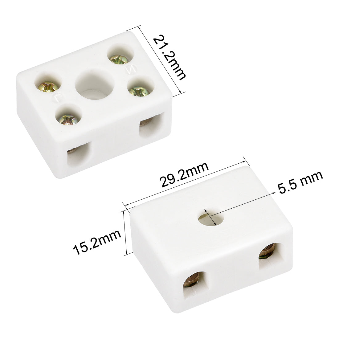Uxcell 2 Way Ceramics Terminal Blocks High Temp Porcelain Ceramic ...