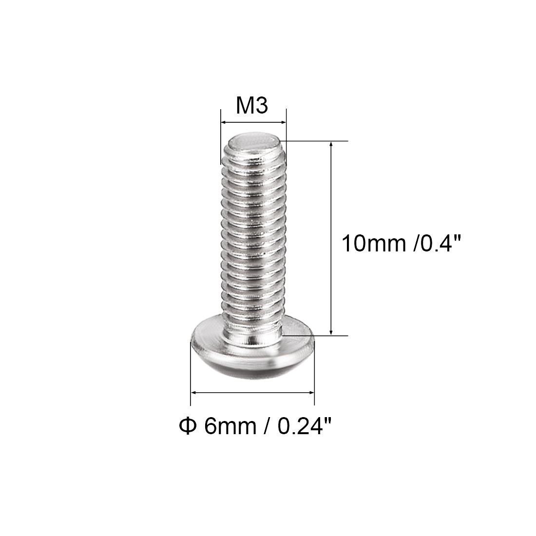 Uxcell M3x10mm Machine Screws Hex Socket Round Head Screw 304 Stainless Steel Fasteners Bolts ...