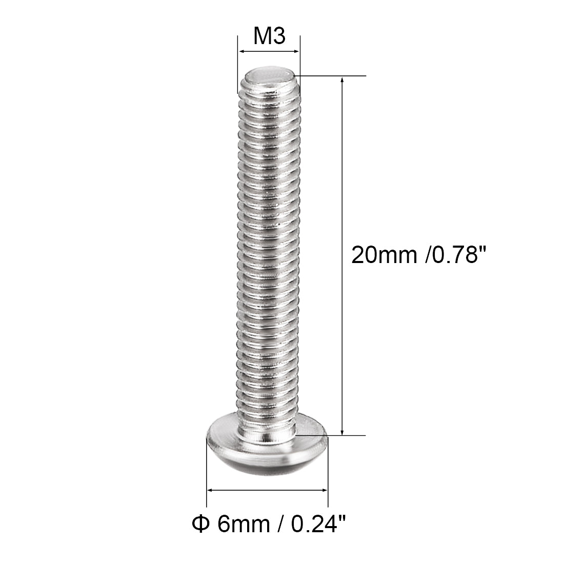 Uxcell M3x20mm Machine Screws Hex Socket Round Head Screw 304 Stainless Steel Fasteners Bolts ...