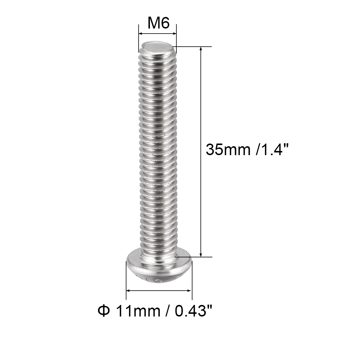 Uxcell M6x35mm Machine Screws Hex Socket Round Head Screw 304 Stainless Steel Fasteners Bolts ...