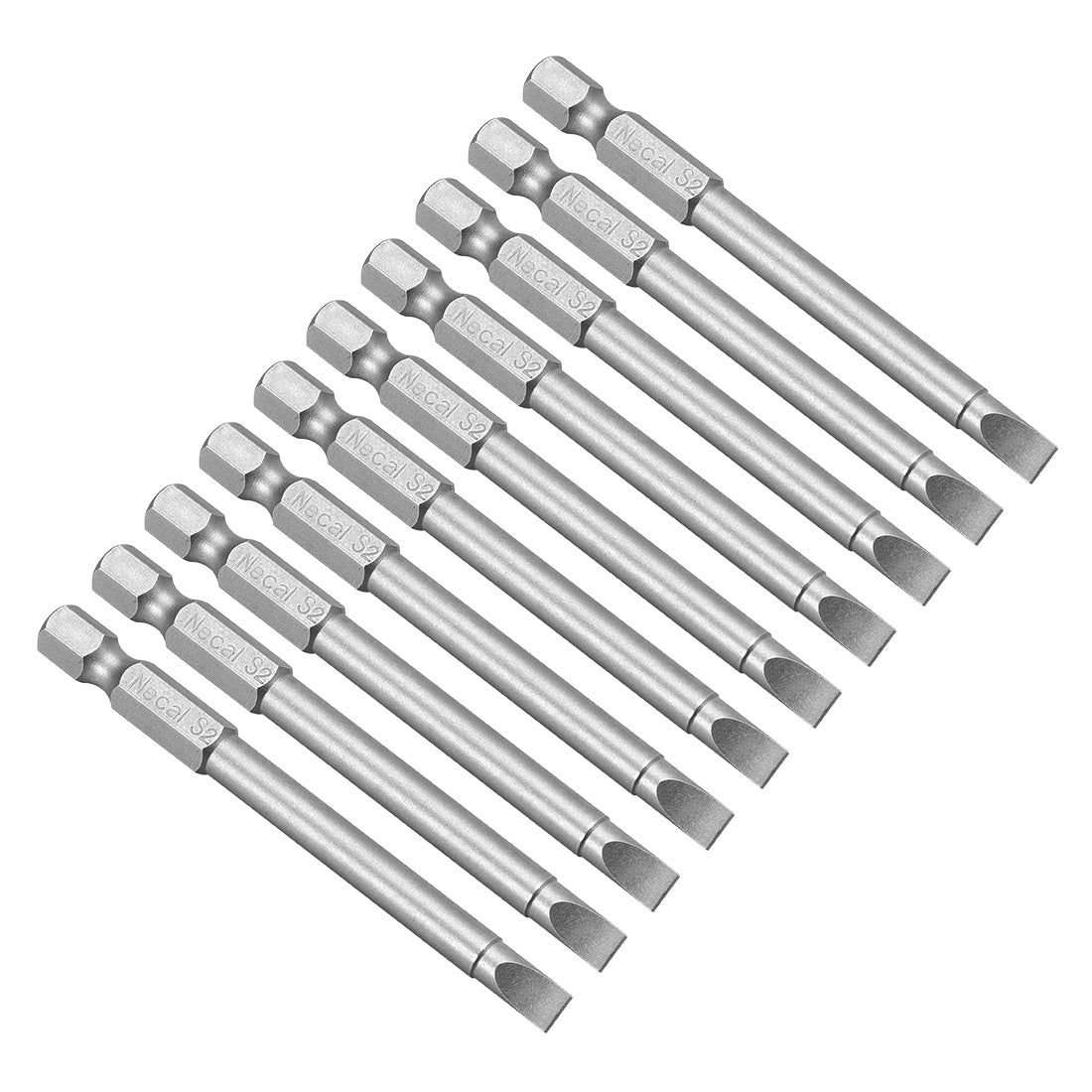 Uxcell 10 Pcs 5mm Slotted Tip Magnetic Flat Head Screwdriver Bits, 1/4 Inch Hex Shank 3-inch ...