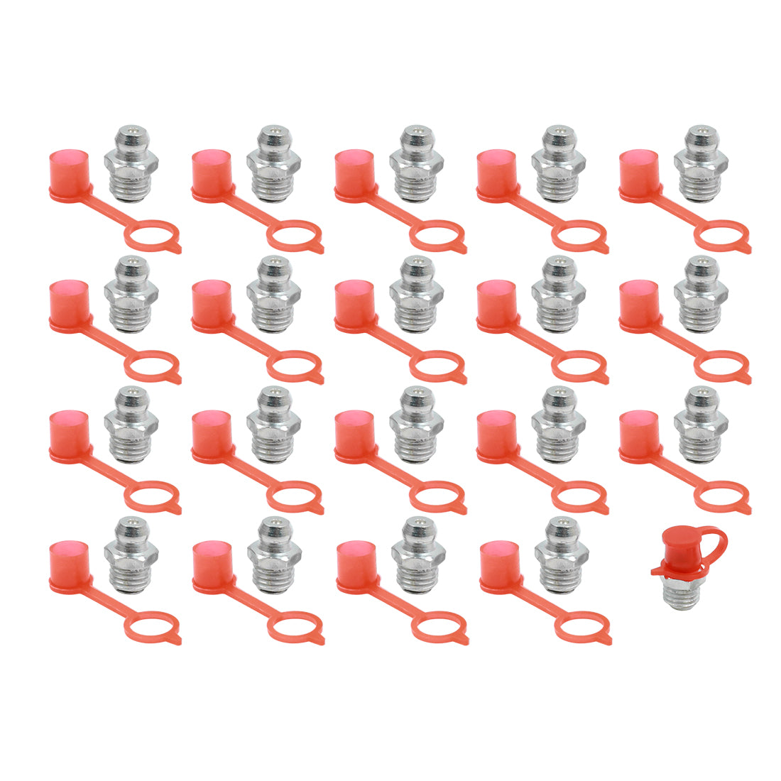 M8 Straight Grease Nipple Fittings Iron Zinc Plating W/ Dust Cap - 20 ...