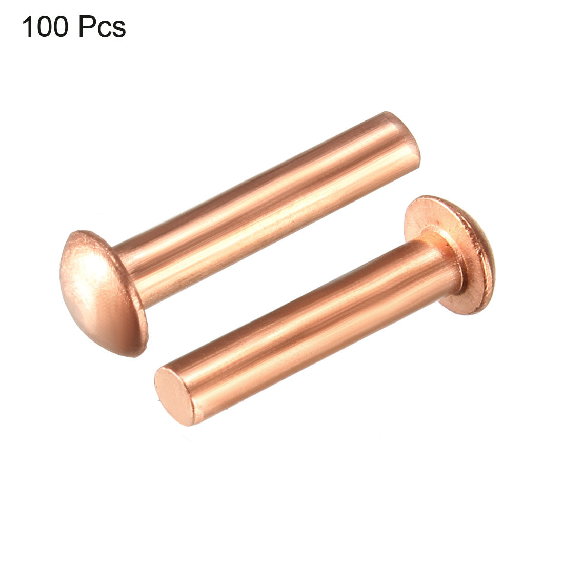 Uxcell 100Pcs 3/32inch x15/32inch Round Head Copper Solid Rivets ...
