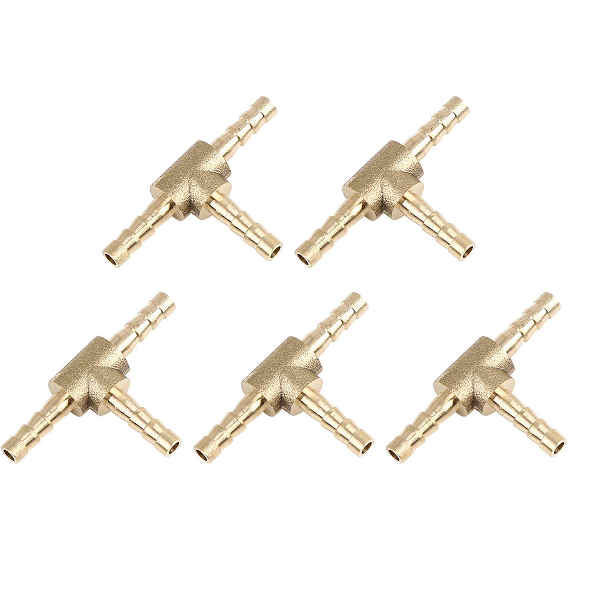 5Pcs 4mm Water Gas Oil Pipe Hose 3Way Tee Adapter Barb Brass Fitting ...
