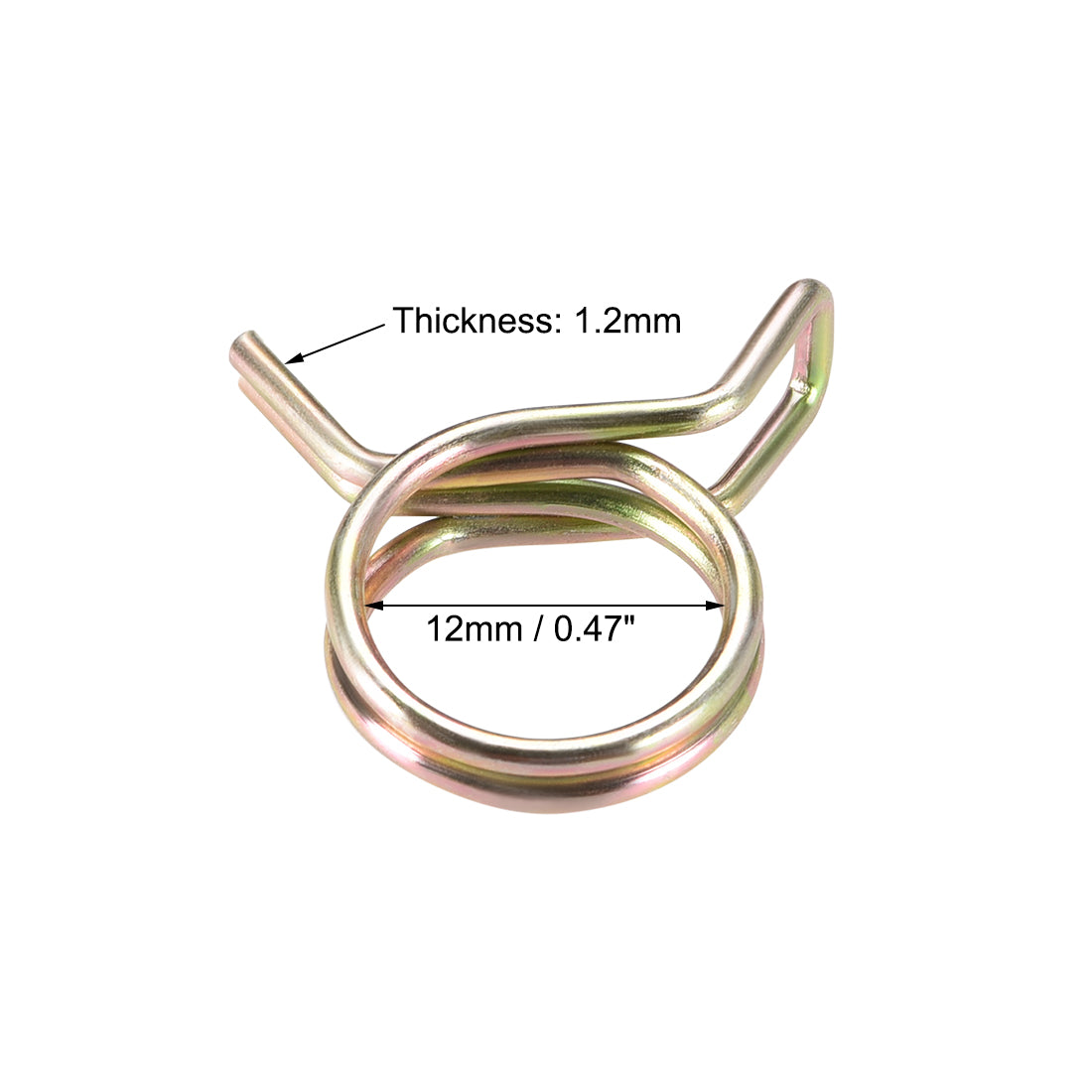 Uxcell Double Wire Spring Hose Clamp 12mm Fuel Line Tube Spring Clips ...