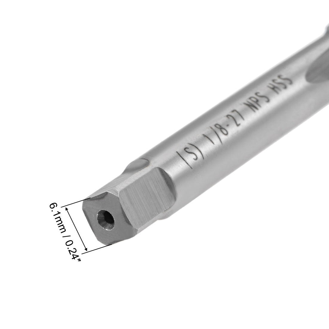 Uxcell Machine Tap 1/8-27 NPS Straight Pipe Thread 3 Flutes High Speed ...