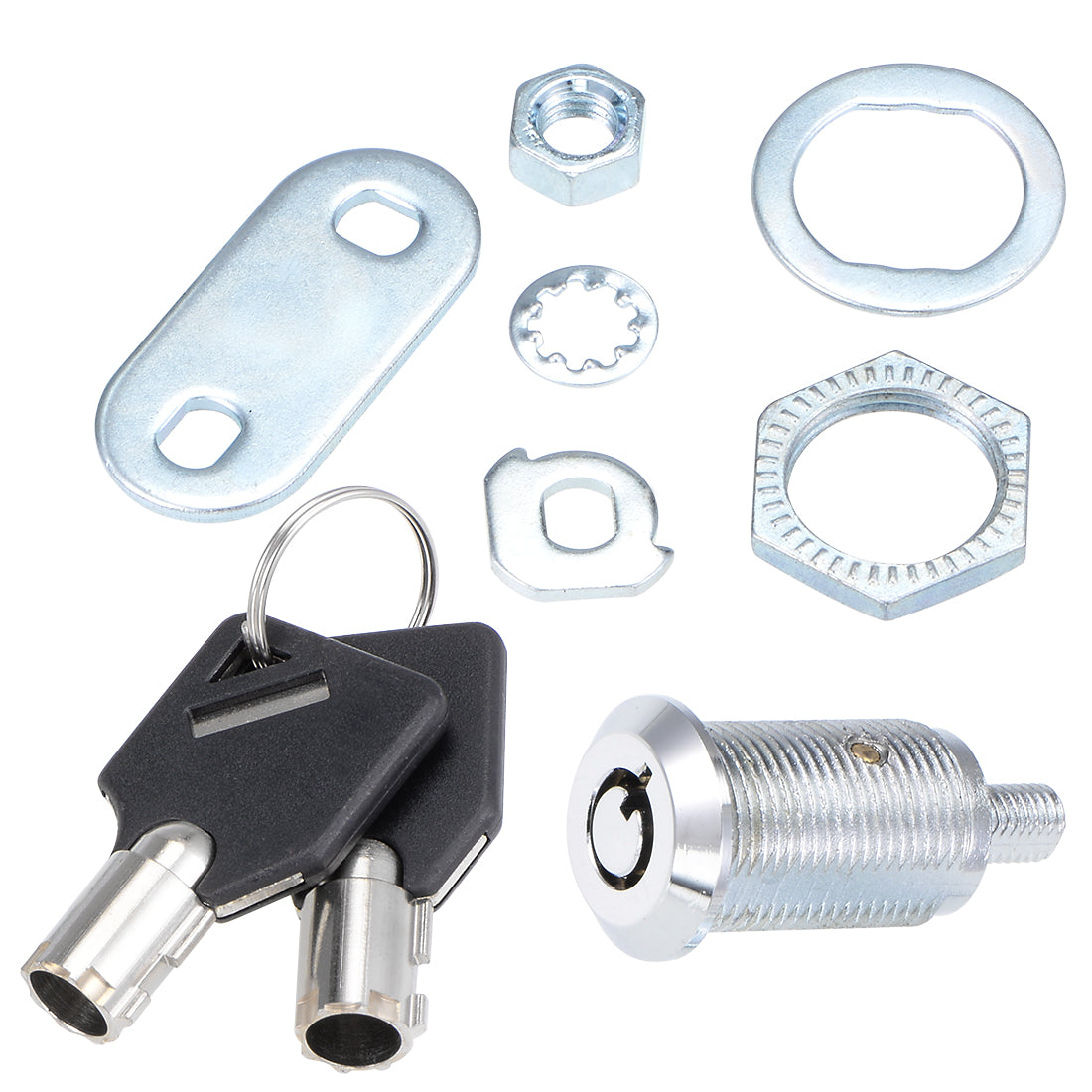 Uxcell Tubular Cam Lock 30mm Cylinder Length Chrome Finish Keyed Alike ...