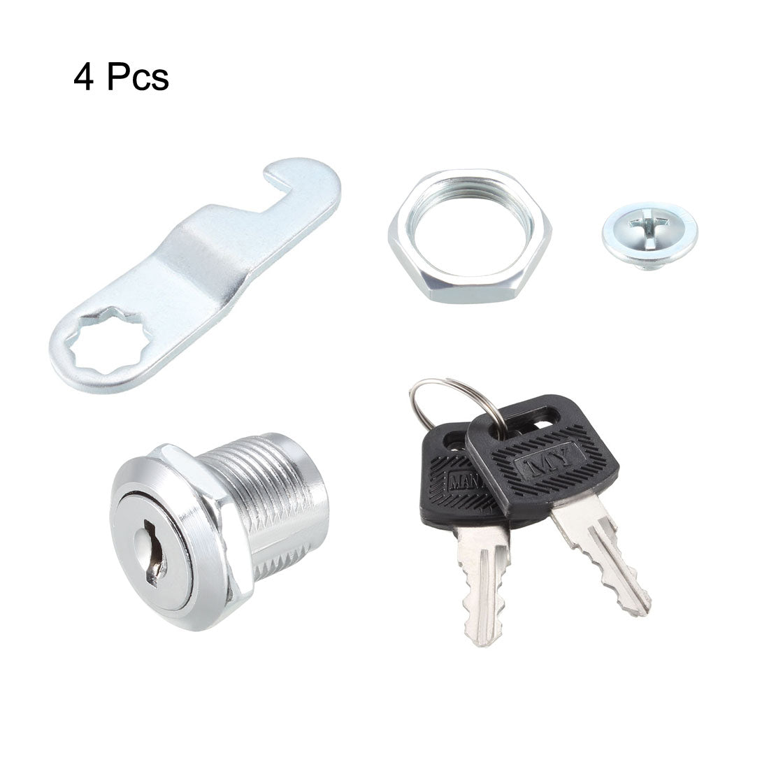 Uxcell Cam Lock 20mm Cylinder Length for Max 1/2-inch Thick Panel Keyed ...