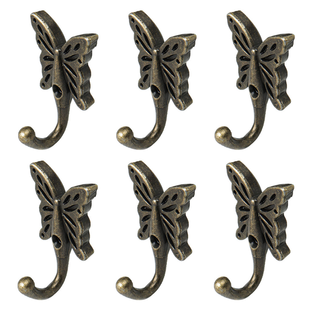Uxcell 6pcs Robe Hooks Wall Mounted Zinc Alloy Scarf DIY Hanger with ...