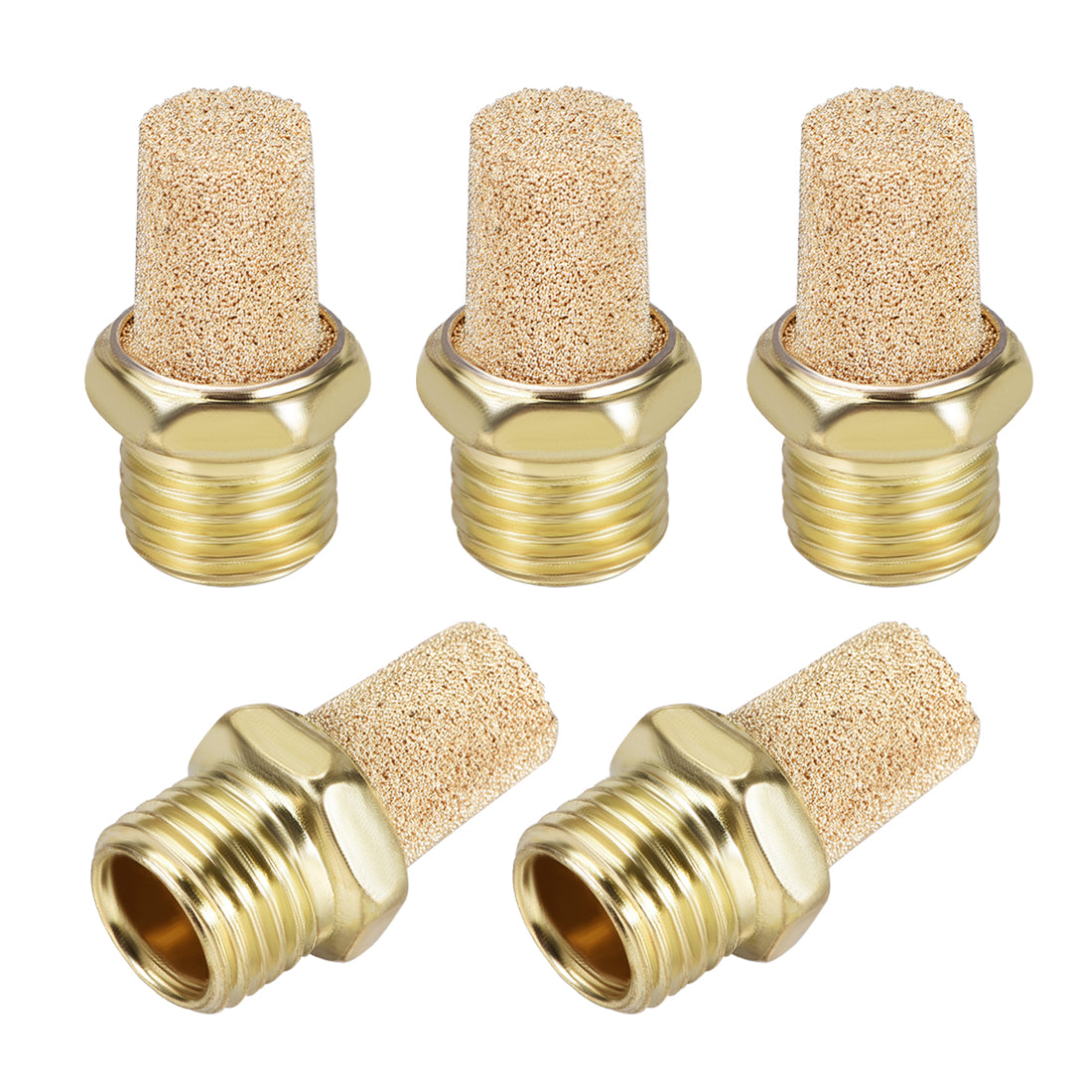 Uxcell Sintered Bronze Exhaust Muffler G1/4 - Brass Body Pneumatic Air ...