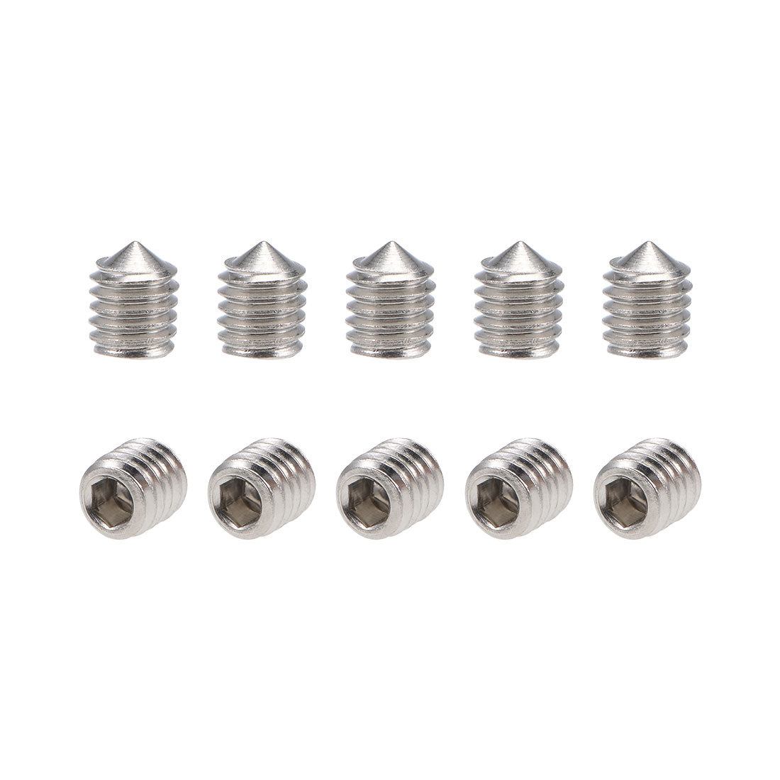 Uxcell 40Pcs M5x6mm Internal Hex Socket Set Grub Screws Cone Point 304 ...