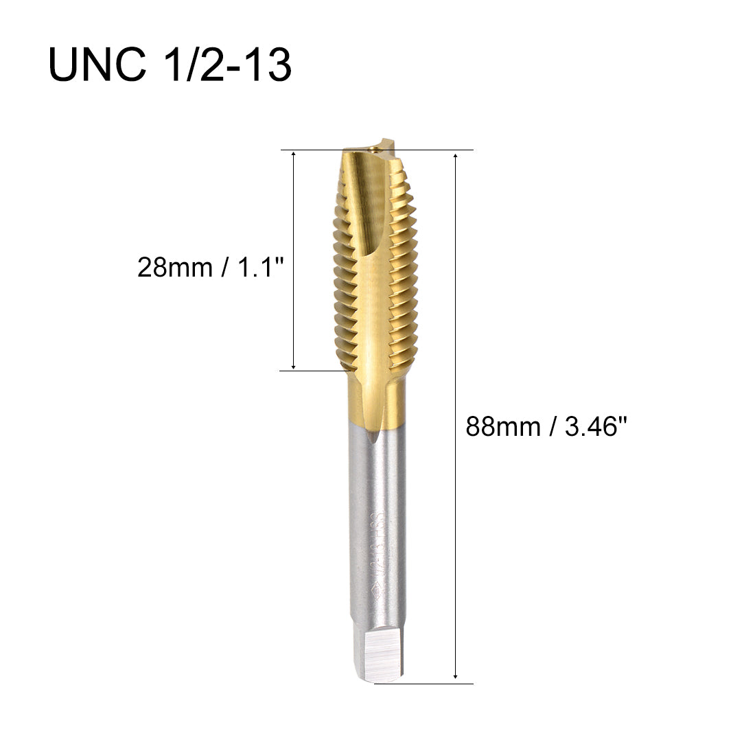 Uxcell Spiral Point Threading Tap 1/2-13 UNC Thread Pitch Titanium ...