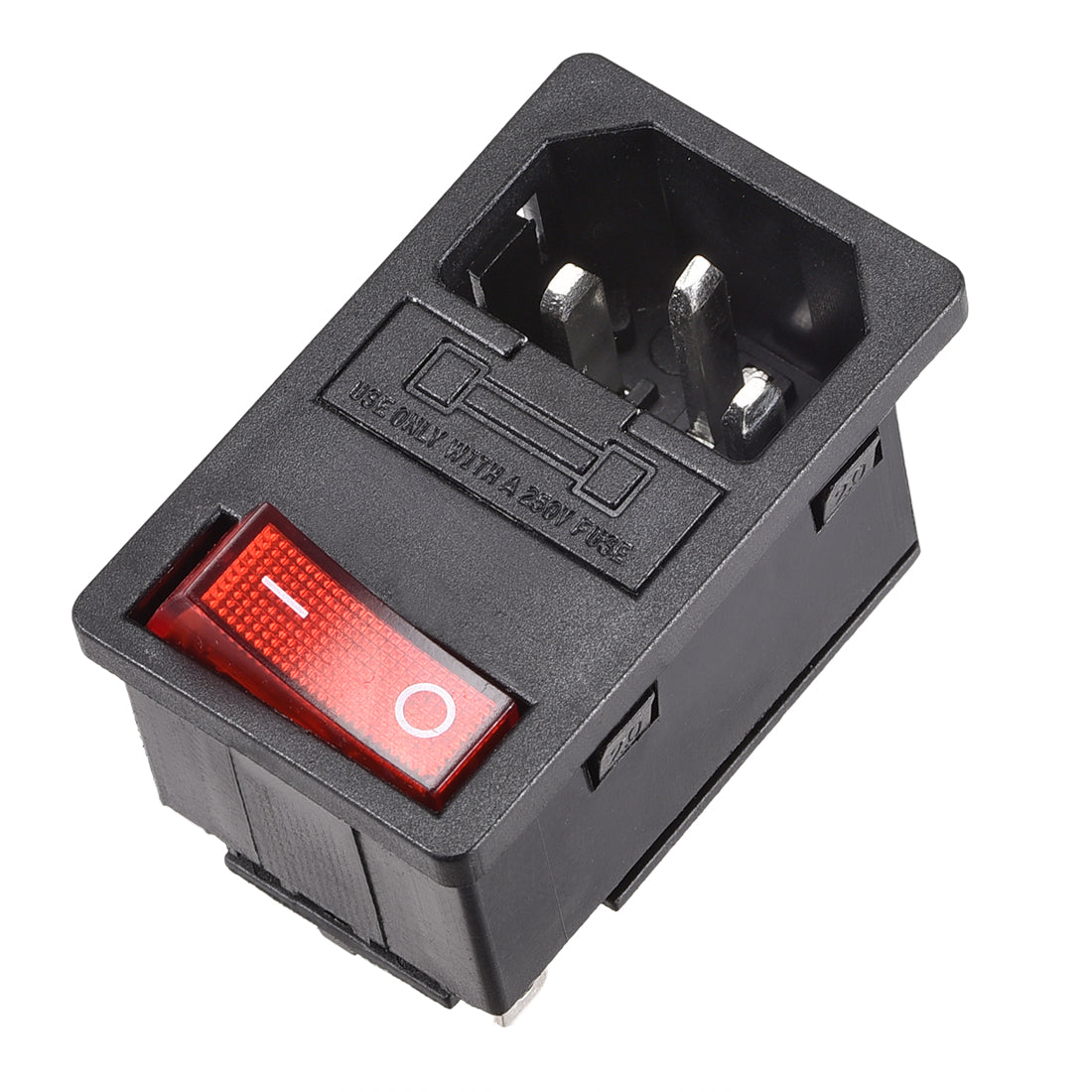 Uxcell C14 Male Plug Socket Red NO-OFF 2 Pin 2 Position Switch 10A 250V ...