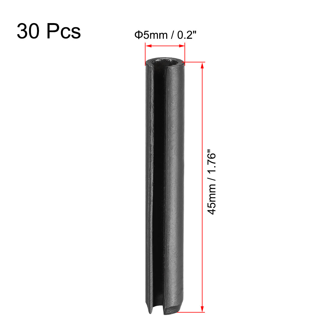 Uxcell Slotted Spring Pin - 5mm x 45mm Plain Finish 65Mn Roll ...