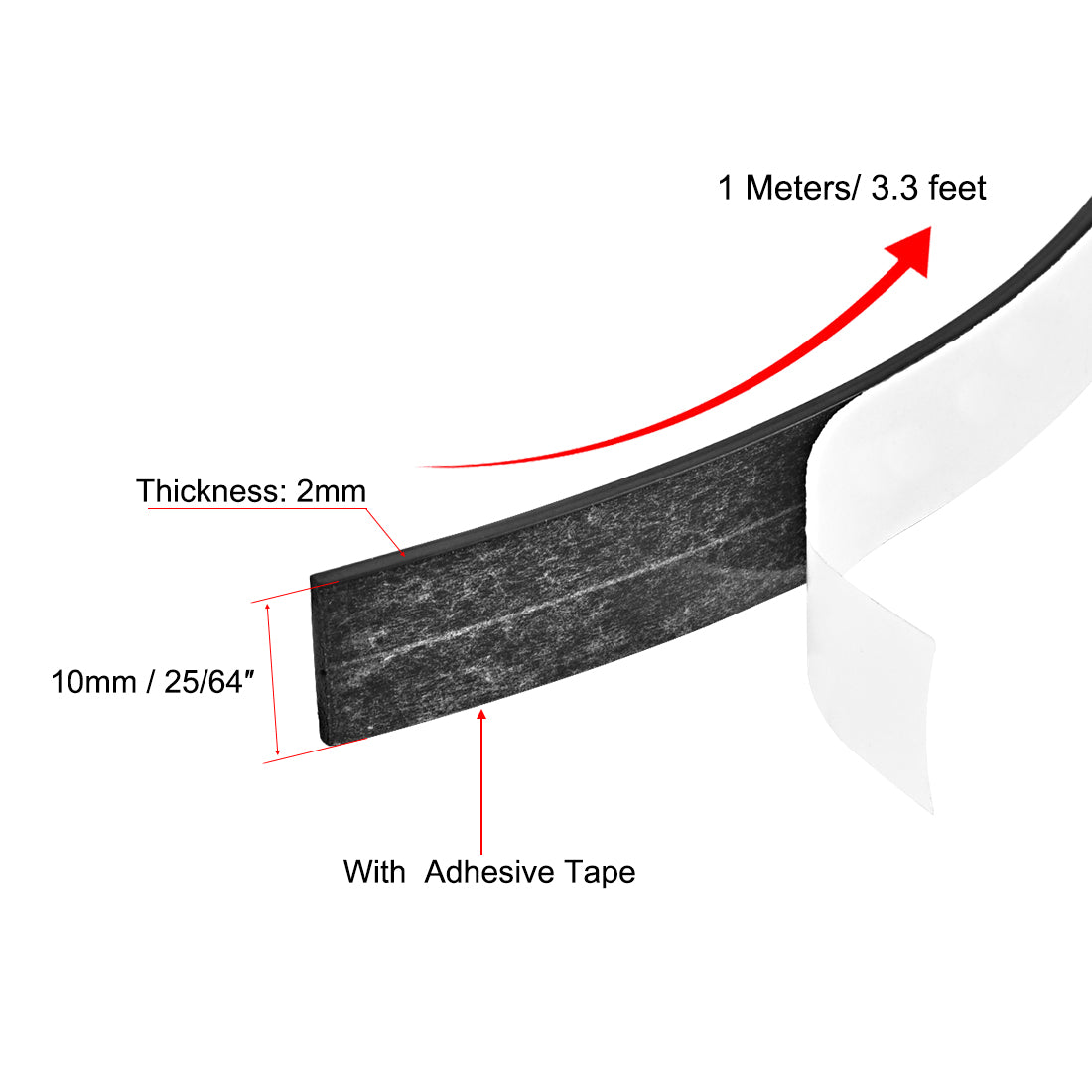 Uxcell Adhesive Black Magnetic Strip with White Cover 25/64Inch x 3 ...