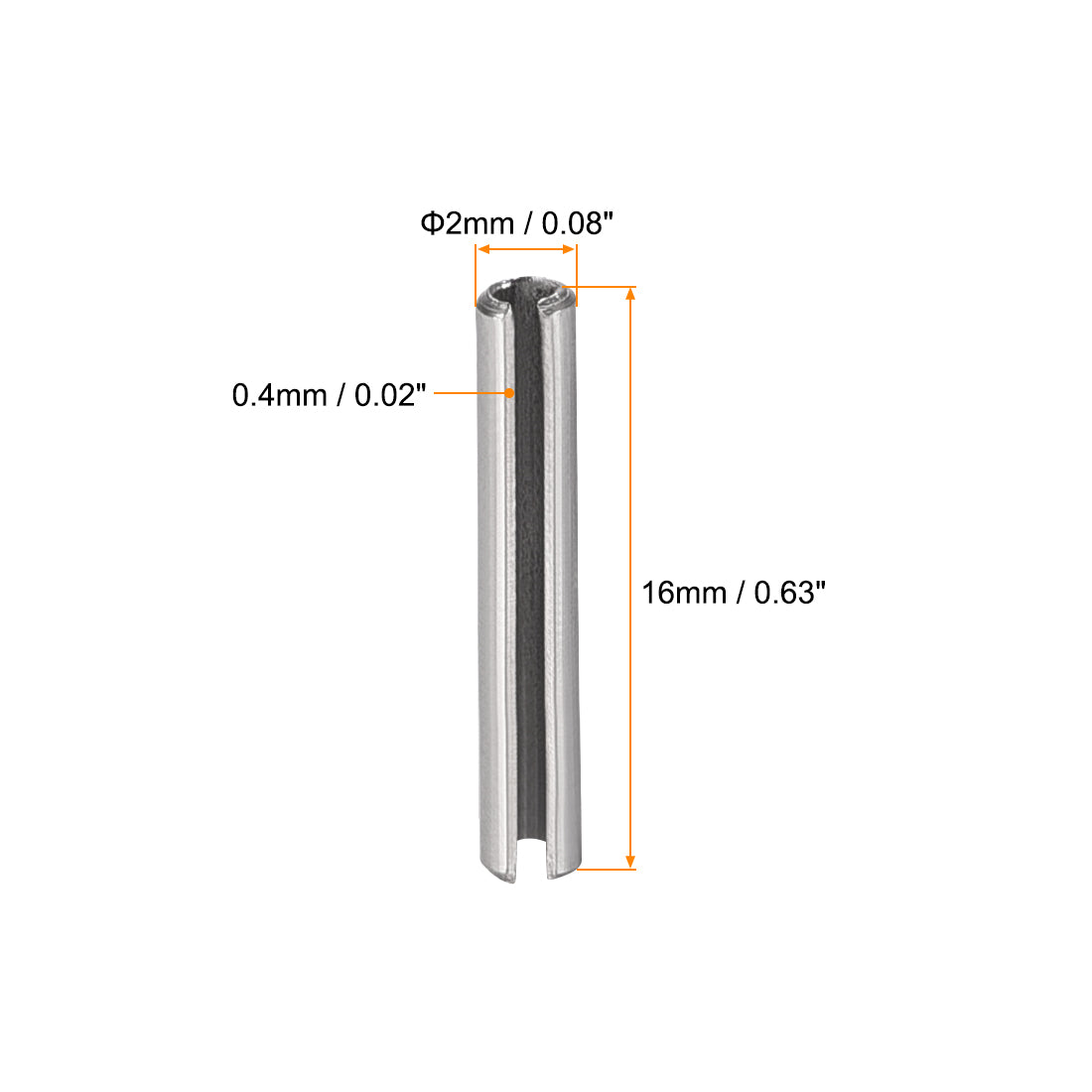 Uxcell M2 x 16mm 304 Stainless Steel Split Spring Roll Dowel Pins Plain ...