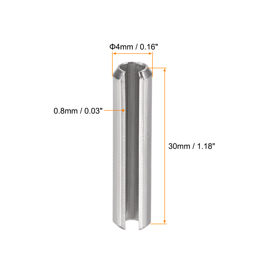 Uxcell M4 x 30mm 304 Stainless Steel Split Spring Roll Dowel Pins Plain ...