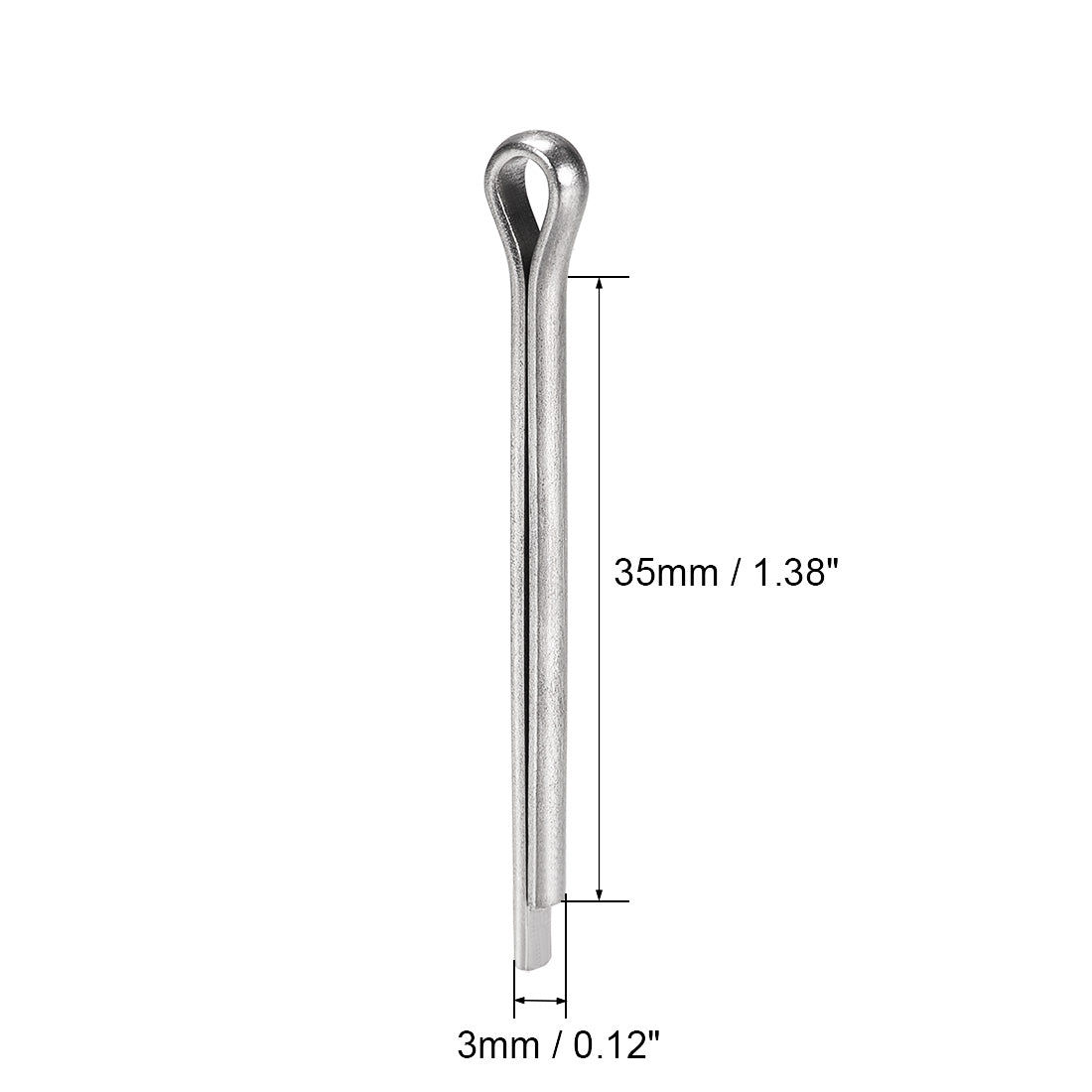 Uxcell Split Cotter Pin - 3mm x 35mm 304 Stainless Steel 2-Prongs ...